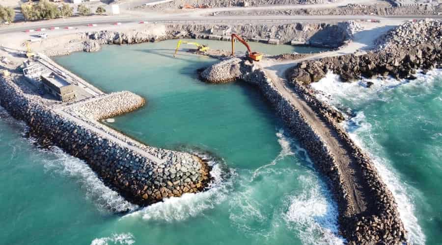 Construction progressing on breakwater project in Wilayat of Bukha ...